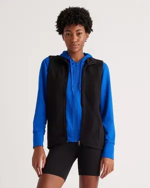 Quince Sweater-knit Fleece Full-zip Vest - Black