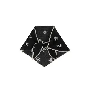 Saachi Embroidered Gauze Bandana - Black