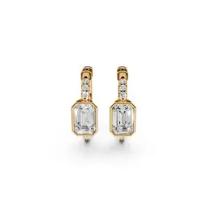 AYA FINE JEWELRY Yellow Cressida Emerald Cut Lab Grown Diamond Geometric Hoop Earrings In Gold