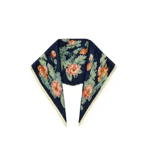 Saachi Floral Pleated Navy Bandana - Blue