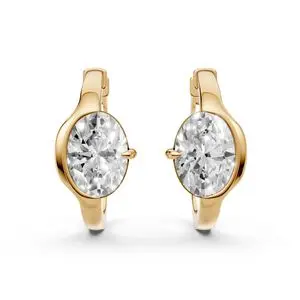 AYA FINE JEWELRY Solenne Oval Lab Grown Diamond Solitaire Huggie Earrings In Gold - Yellow