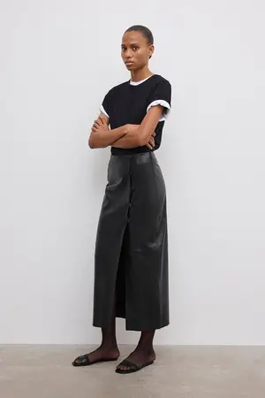 HOUSE OF DAGMAR Leather Wrap Skirt
