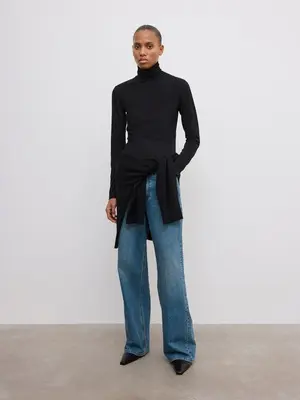 HOUSE OF DAGMAR Wool Jersey Rollneck - Black