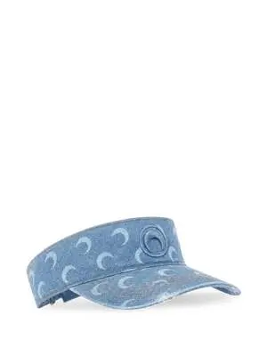 MARINE SERRE Denim Moon Print Visor With Adjustable Buckle - Blu
