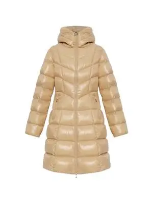 Moncler Nylon-lacquer Lined Down Jacket With Hood, Slim Fit & Zip Pockets