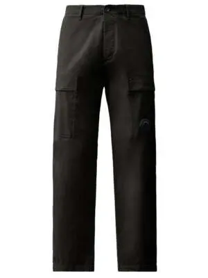 C.P. COMPANY Garment-dyed Regular-fit Utility Trousers With Button-and-zip Closure, Cargo And Welt Pockets - Nero