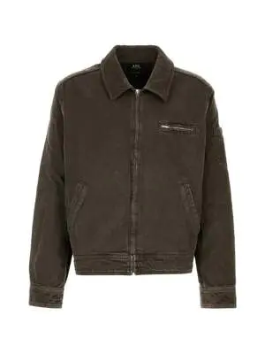 A.p.c. Classic-collar Cotton Denim Zip Jacket - Marrone