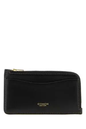 COACH NEW YORK Mini Leather New York Card Holder 14 Cm X 7 Cm - Black