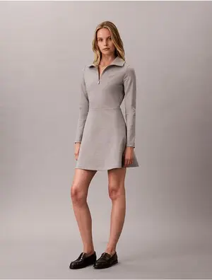 Calvin Klein Interlock Half Zip Dress - Grey Heather