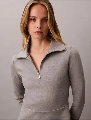 Calvin Klein Interlock Half Zip Dress - Grey Heather