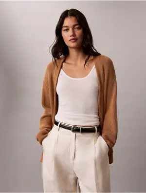 Calvin Klein Merino Wool Blend Duster Cardigan - Bronze Flash