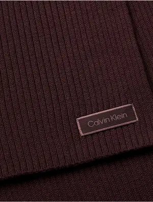 Calvin Klein Logo Patch Rib Scarf - Fudge