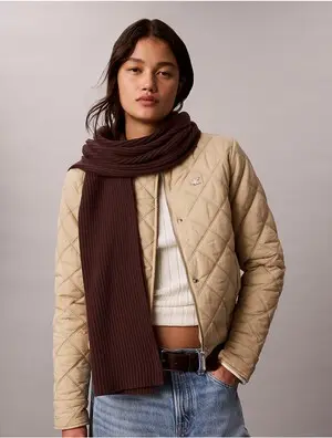 Calvin Klein Logo Patch Rib Scarf - Fudge