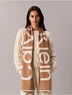 Calvin Klein Bold Logo Two-tone Jacquard Scarf