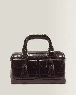 Dr. Martens Top Handle Croc Emboss Leather Bag - Red