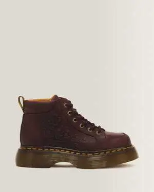 Dr. Martens Buzz Floral Emboss Analine Leather Boots - Red