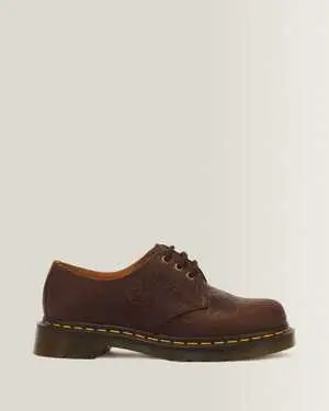 Dr. Martens 1461 Floral Emboss 3 Eye Crazy Horse Leather Lace Up Shoes - Brown