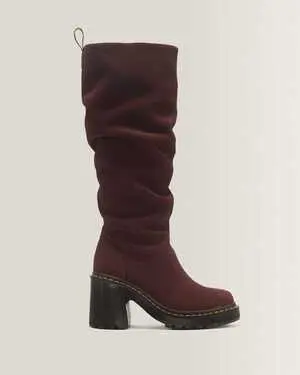 Dr. Martens Kasey Suede Knee High Heeled Boots - Brown