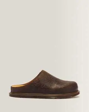 Dr. Martens San Floral Emboss Crazy Horse Leather Mules - Brown
