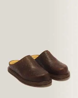 Dr. Martens San Floral Emboss Crazy Horse Leather Mules