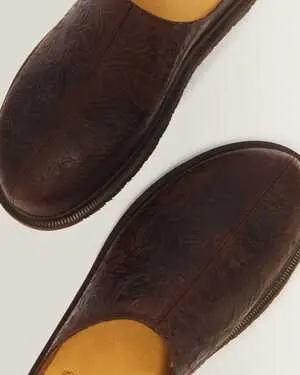 Dr. Martens San Floral Emboss Crazy Horse Leather Mules