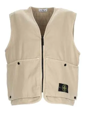 Stone Island Gilet Oversize Con Patch Logo - Cream