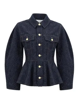 GANNI Ganni Women Peplum Jacket Blue