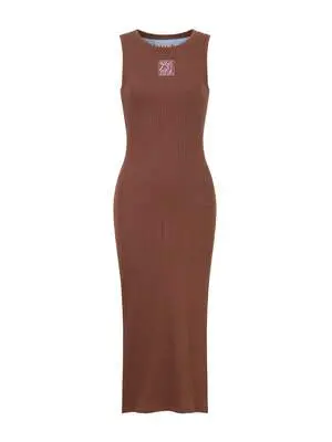 Marni Frame Logo Midi Dress - Brown
