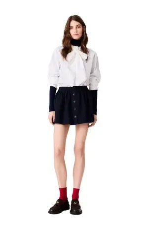 Maje Short Tailored Rhinestone Skirt - Navy