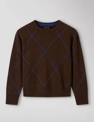 Whistles Wool Contrast Diamond Knit Jumper