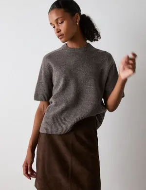 Whistles Wool Knitted Tee - Neutral