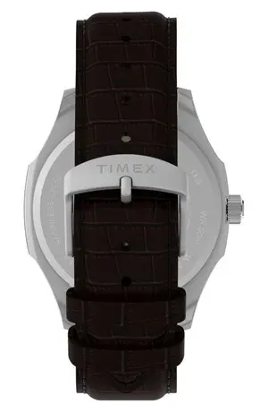 Timex® Marquis Croc-embossed Leather Strap Watch - Brown
