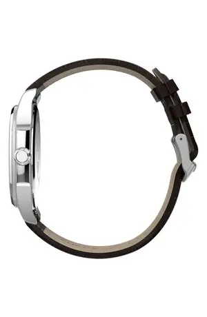 Timex® Marquis Croc-embossed Leather Strap Watch - Brown