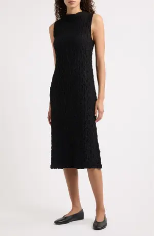 Eileen Fisher Funnel Neck Sleeveless Dress - Black