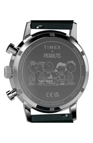 Timex® Peanuts Marlin Racing Chronograph Leather Strap Watch - Blue
