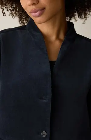 Eileen Fisher Stretch Organic Cotton Corduroy High Collar Jacket