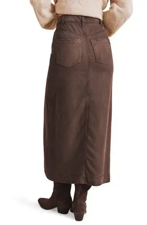 Splendid Ryder Front Slit Denim Skirt - Java Brown