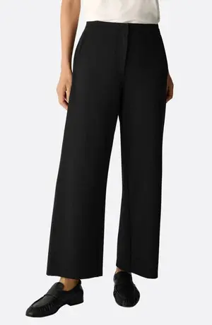 Eileen Fisher Wide Leg Ankle Pants - Black