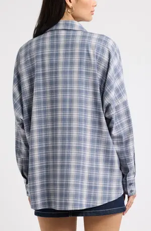 Bp. Plaid Long Sleeve Flannel Shirt - Blue Plaid