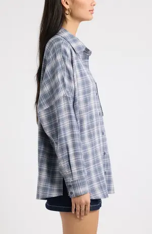 Bp. Plaid Long Sleeve Flannel Shirt - Blue Plaid
