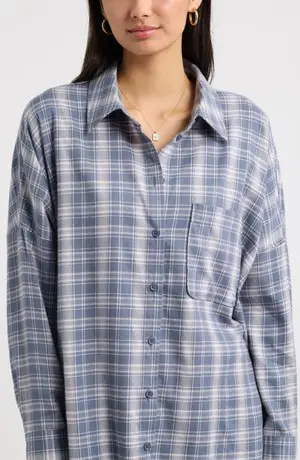 Bp. Plaid Long Sleeve Flannel Shirt - Blue Plaid
