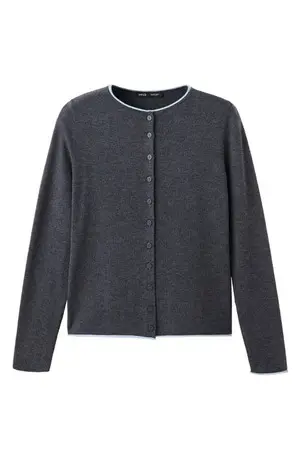 Mango Button Front Cardigan - Grey