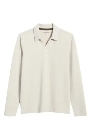 Johnston & Murphy Sedona Textured Long Sleeve Johnny Collar Polo - Stone