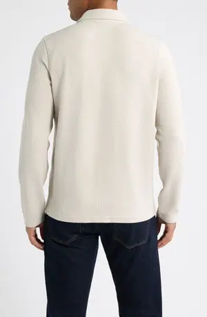 Johnston & Murphy Sedona Textured Long Sleeve Johnny Collar Polo