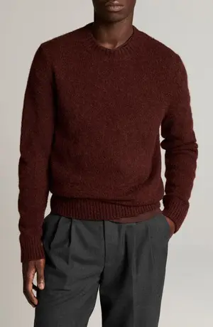 Vince Mottled Marl Crewneck Sweater - Mahogany