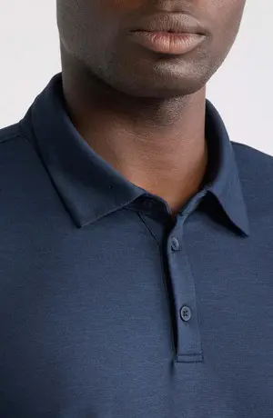 Zella Dynamic Long Sleeve Polo - Navy Eclipse Heather