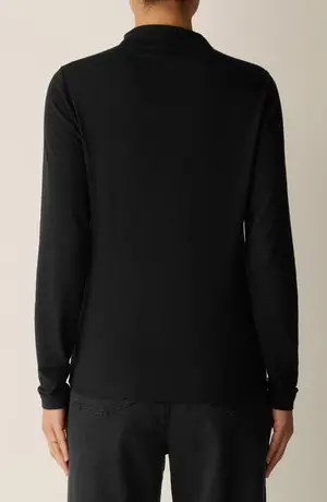 Eileen Fisher Funnel Neck Long Sleeve T-shirt - Black
