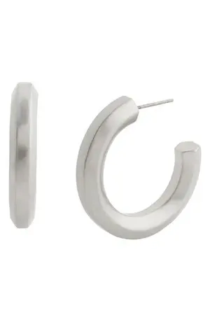 ALLSAINTS Large Metal Hoop Earrings Warm Silver