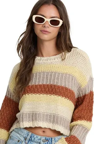 BILLABONG Mix Up Striped Cropped Sweater