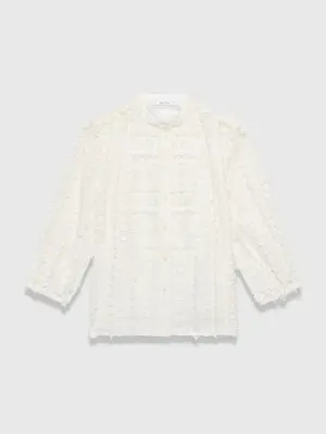 The Fold Nola Mandarin Collar Blouse - White
